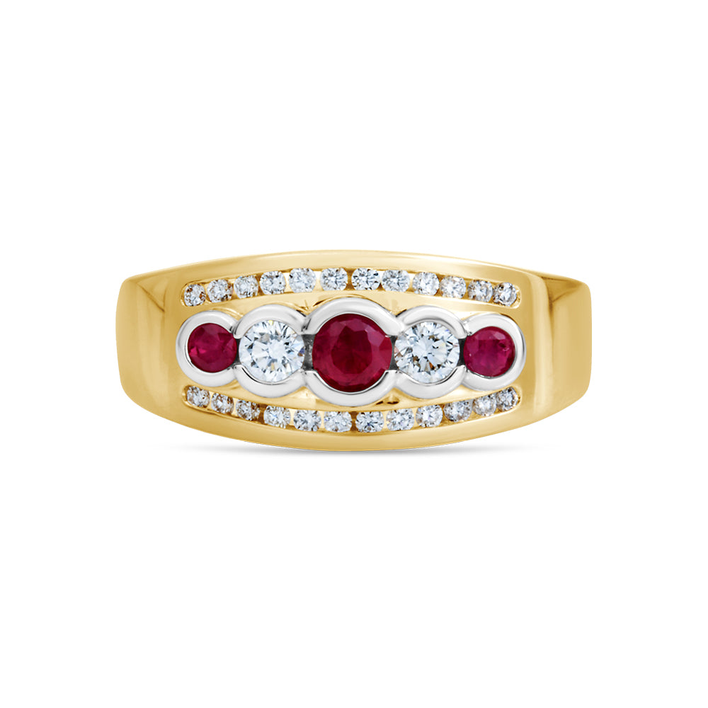Ruby & Diamond Semi Bezel & Channel Set Ring - Two Tone – Watsons Jewellers