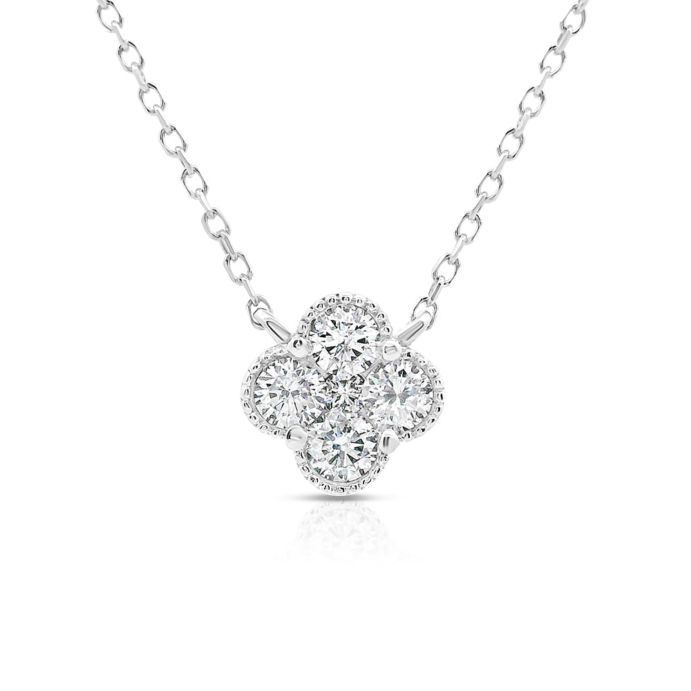 Floral Design Lab Grown Diamond Necklace & Chain -White Gold – Watsons ...