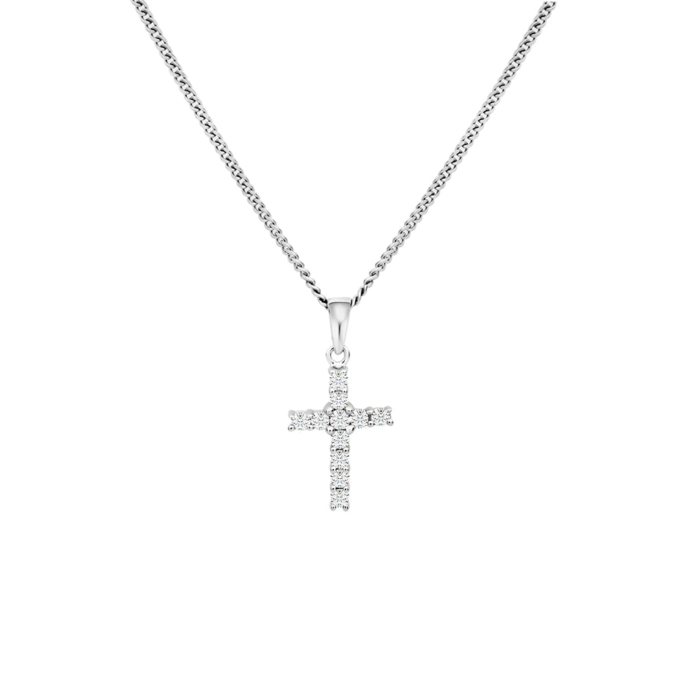 Diamond Set Cross Necklace 14x10mm – Watsons Jewellers
