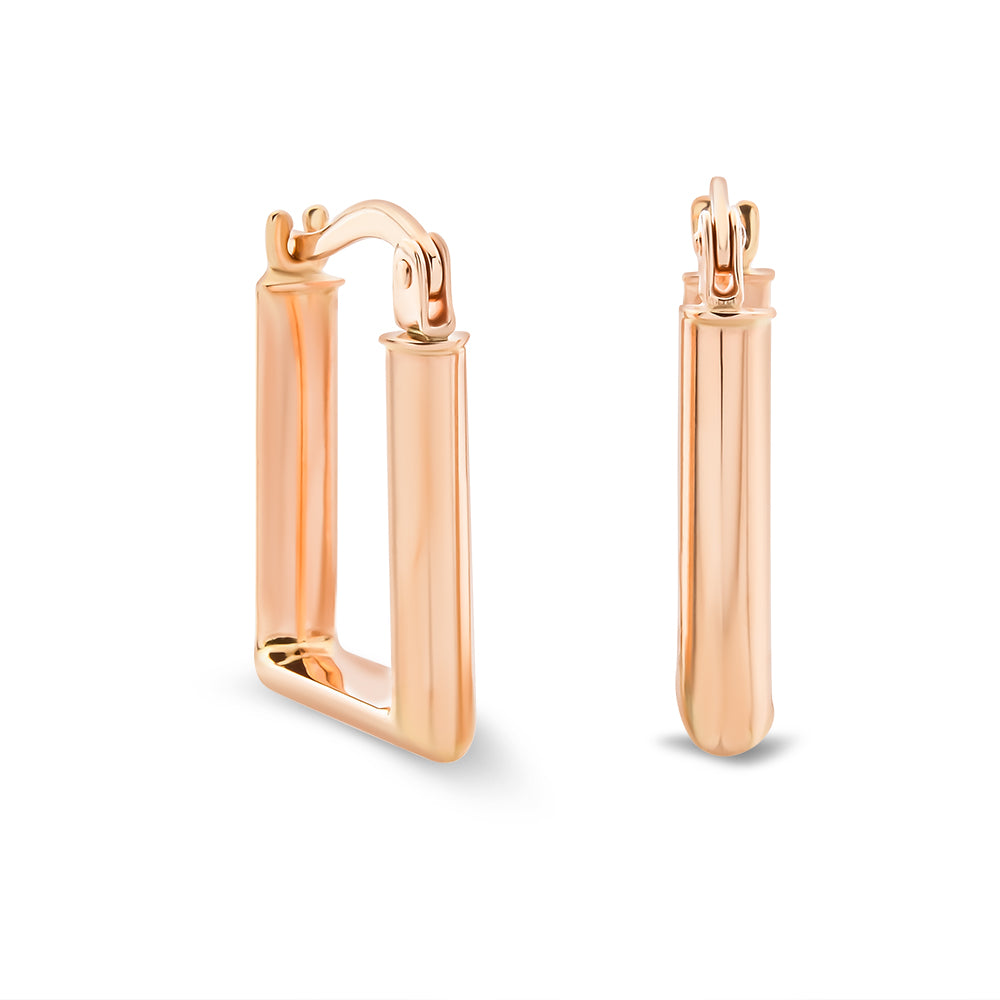 Rectangular Rose Gold Hoop Earrings | Watsons Jewellers