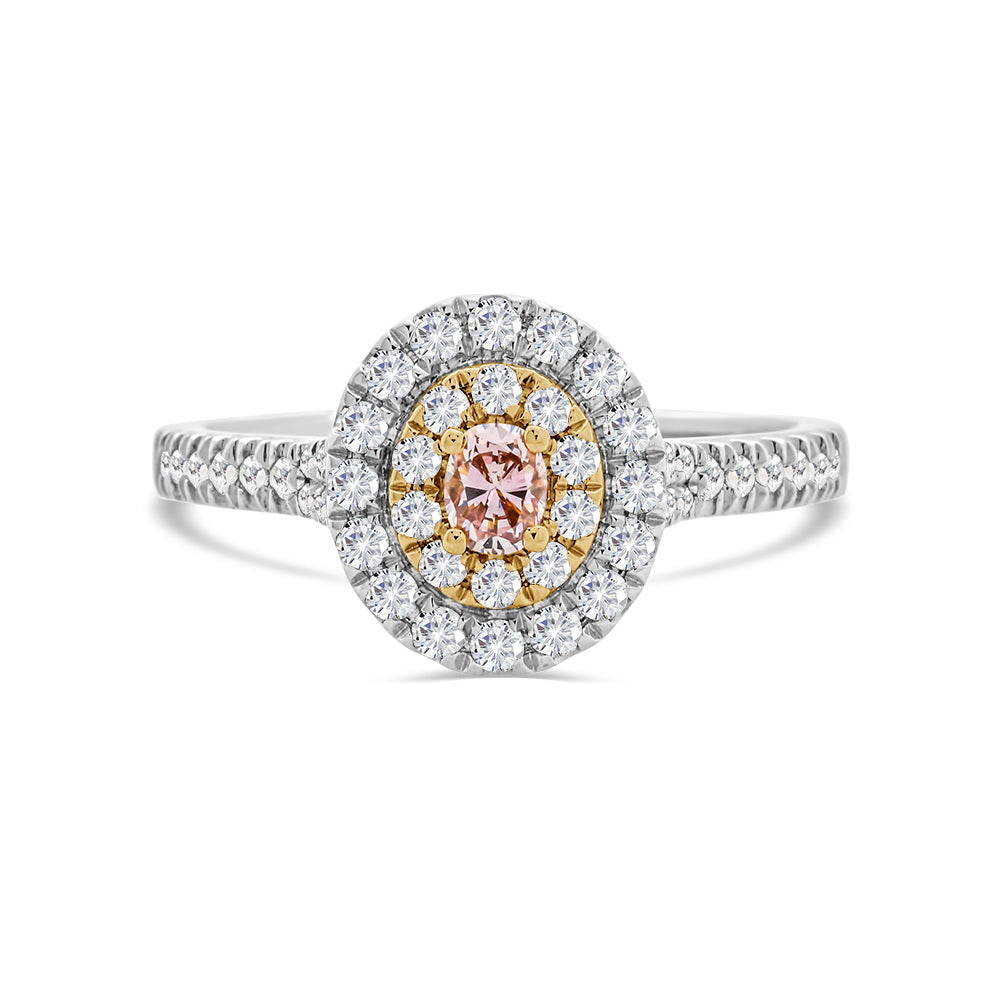 Natural Pink Double Halo Diamond Ring | Watsons Jewellers